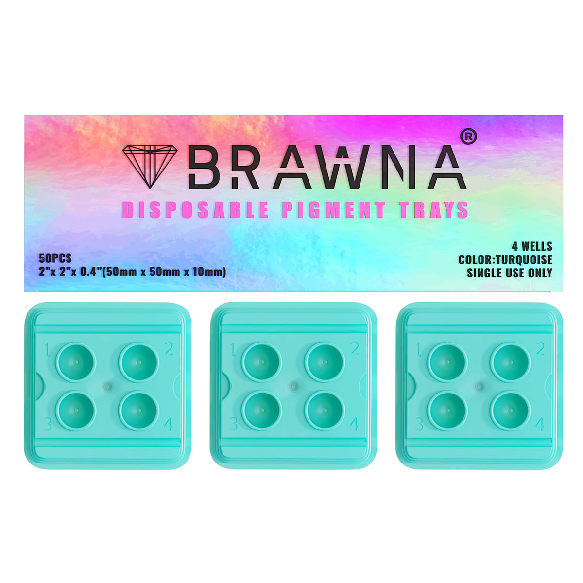 50 Pck Disposable Ink Trays Turquoise | Ink Holder Trays Microblading ...