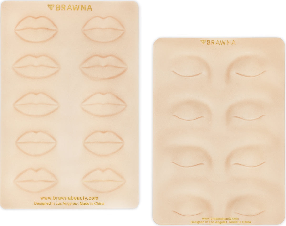 BRAWNA [ 2 Pack ] 3D PMU Practice Skin for Eyebrow Tattoo, Lip Blush a ...