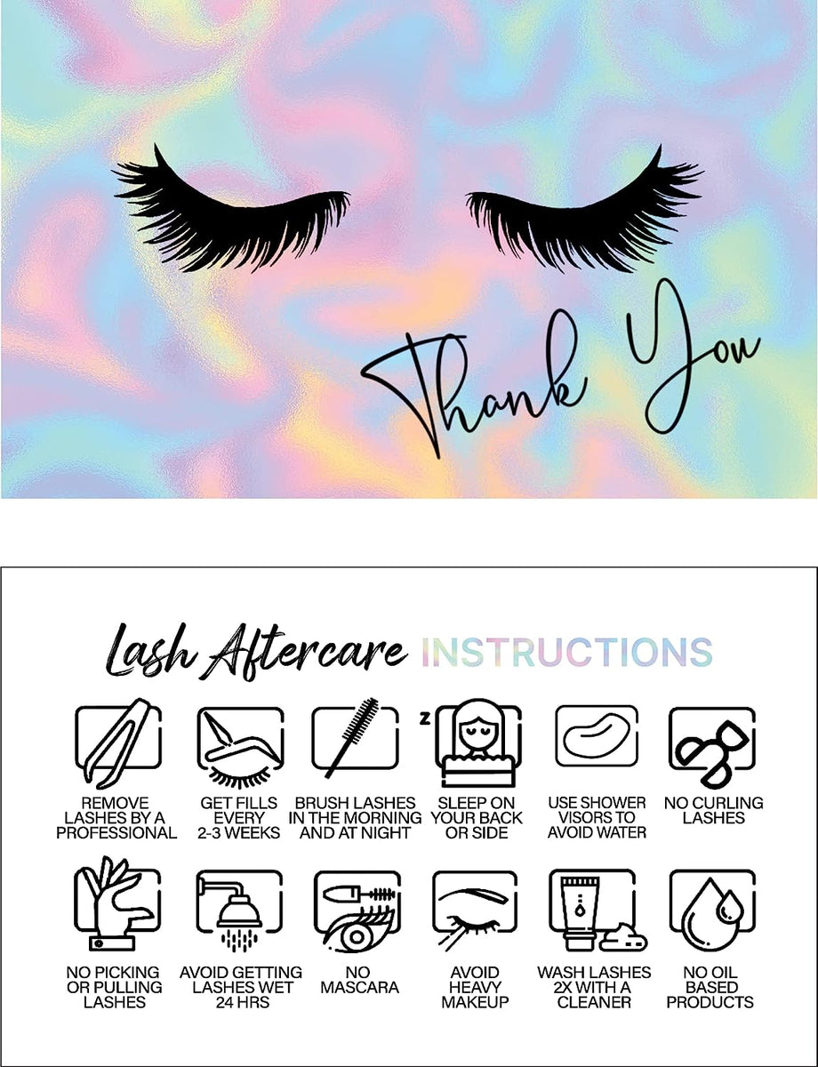 Lash Extension Aftercare Cards with Thank You Note - 3.5”x2” – Brawna ...